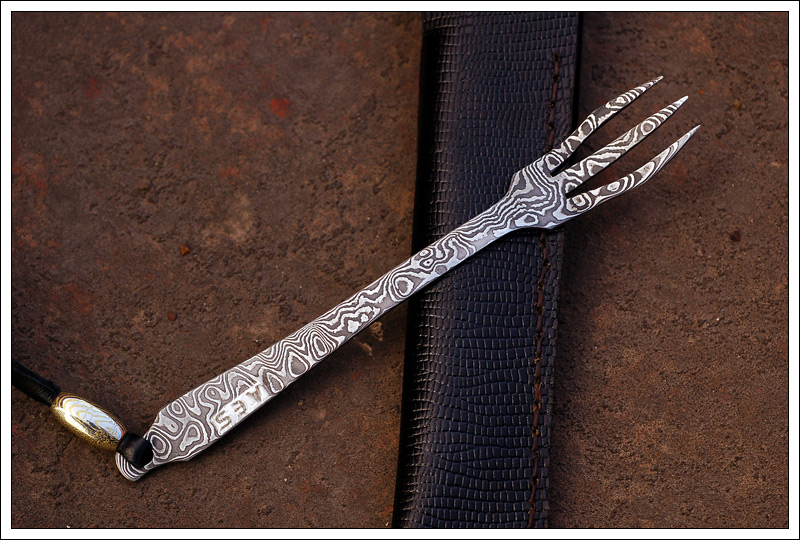Stainless Damascus Fork | BladeForums.com