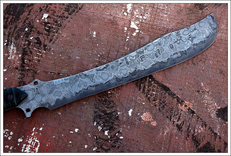 12" motorcycle chain san mai damascus machete - Show and Tell ...