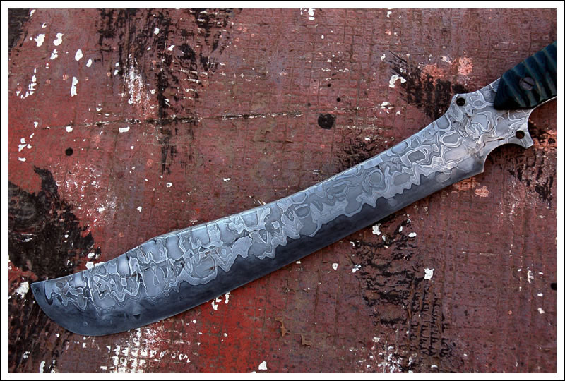 12" motorcycle chain san mai damascus machete - Show and Tell ...