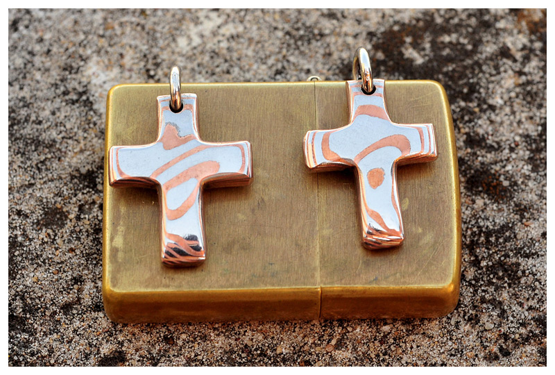 1 mokume cross, 1 stainless damascus cross, 1 mokume ring | BladeForums.com