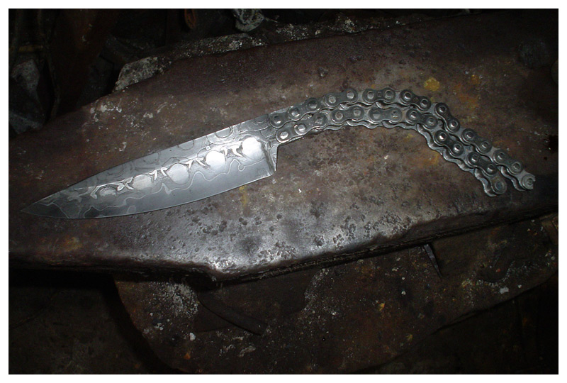 Knifemaking - Making a Motorcycle Chain San Mai Damascus Knife ...